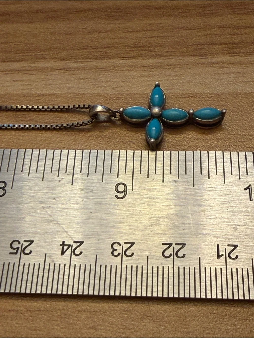 Jewelry | Sterling Silver Turquoise Cross Pendant On A Box Chain ...
